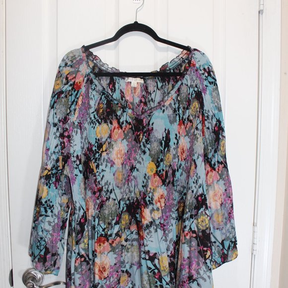 Spense | Dresses | Spense Floral Sheer Blouse 3x | Poshmark